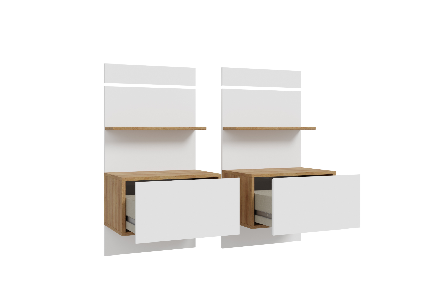 Set De 2 Tables De Chevet Suspendues Lenybelardo - Chêne / Blanc ...