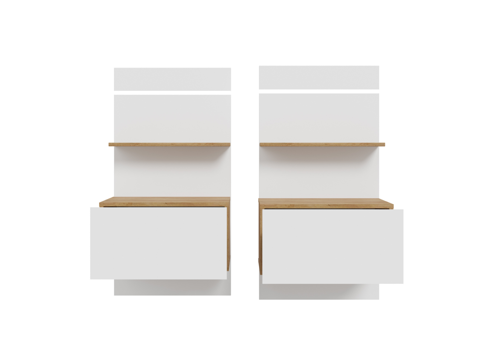 Set De 2 Tables De Chevet Suspendues Lenybelardo - Chêne / Blanc ...