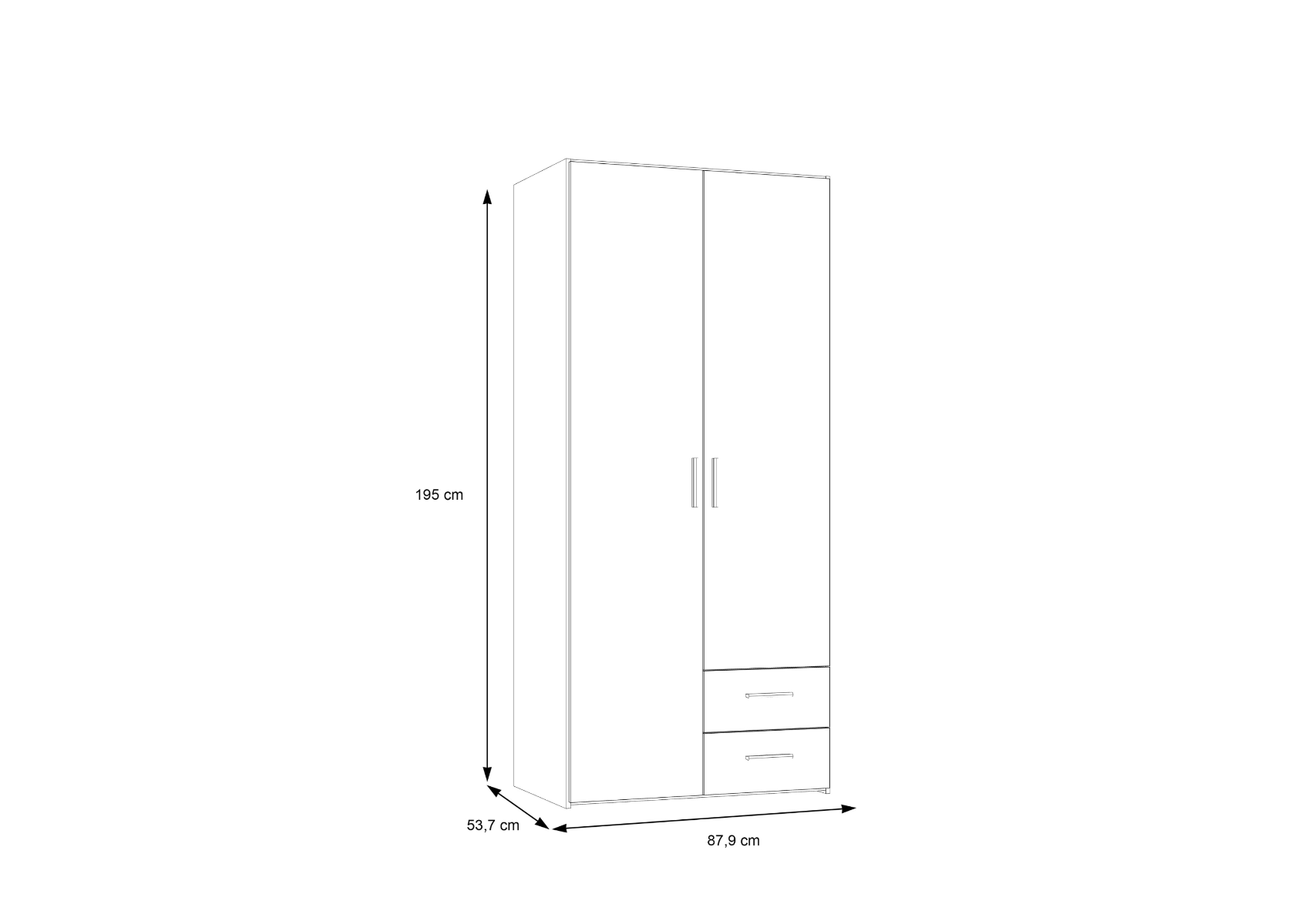 Armoire Telane Avec 2 Portes - Chêne | Kitea Maroc