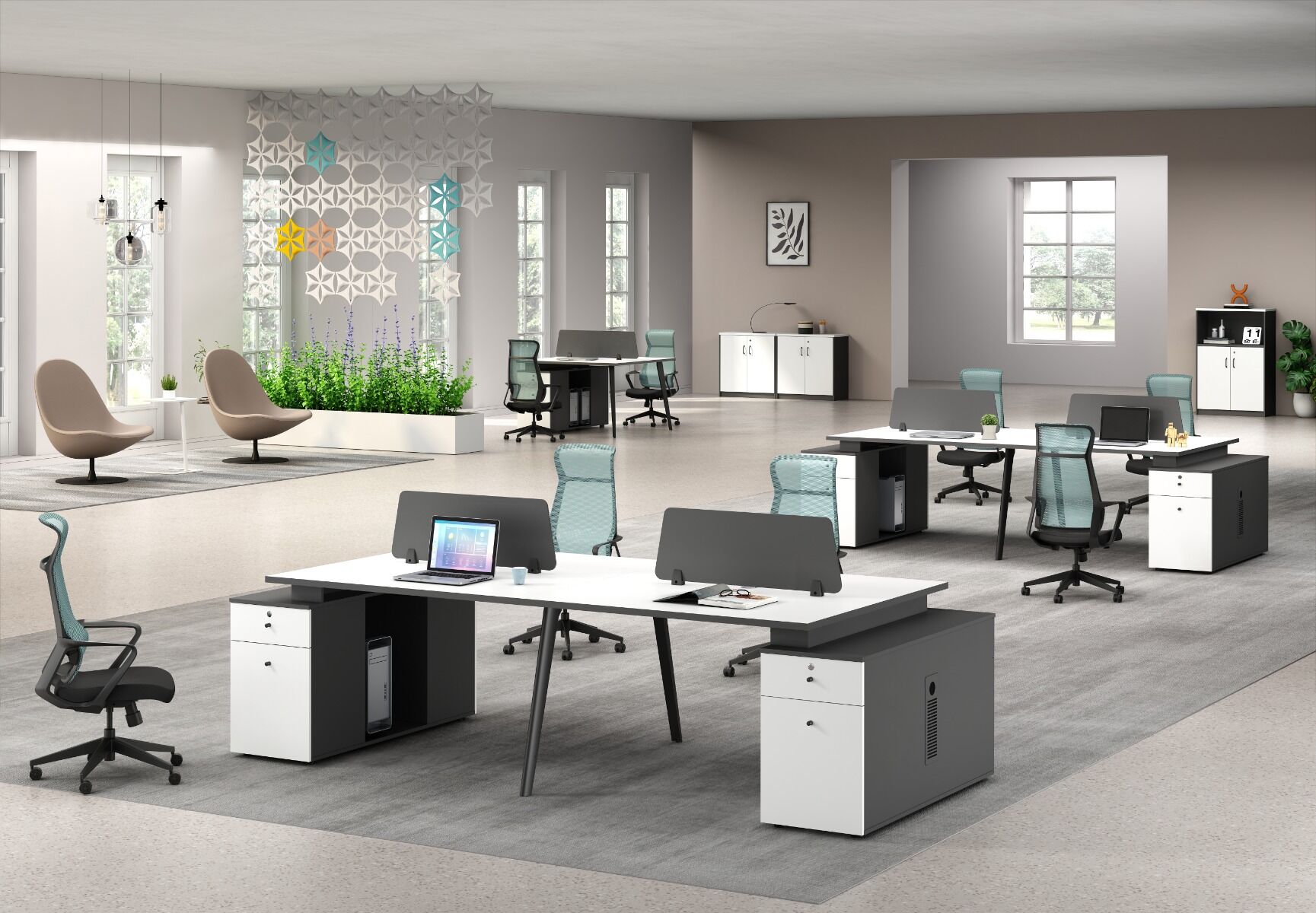 Bureau Workstation Respect 2 Places - Blanc | Kitea Maroc
