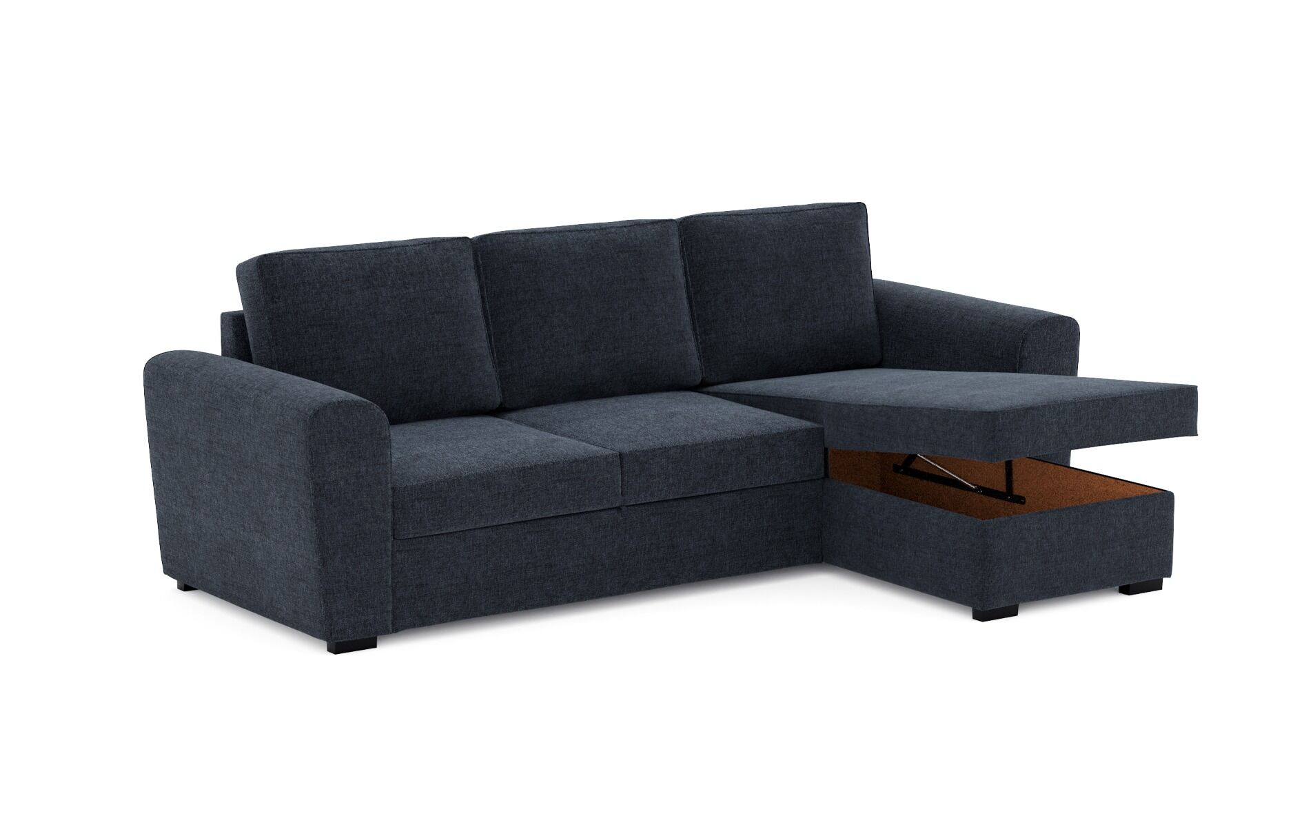 Canapé d'angle NEW LARRAU Avec Fonction Lit + Coffre - Bleu Foncé | Kitea Maroc