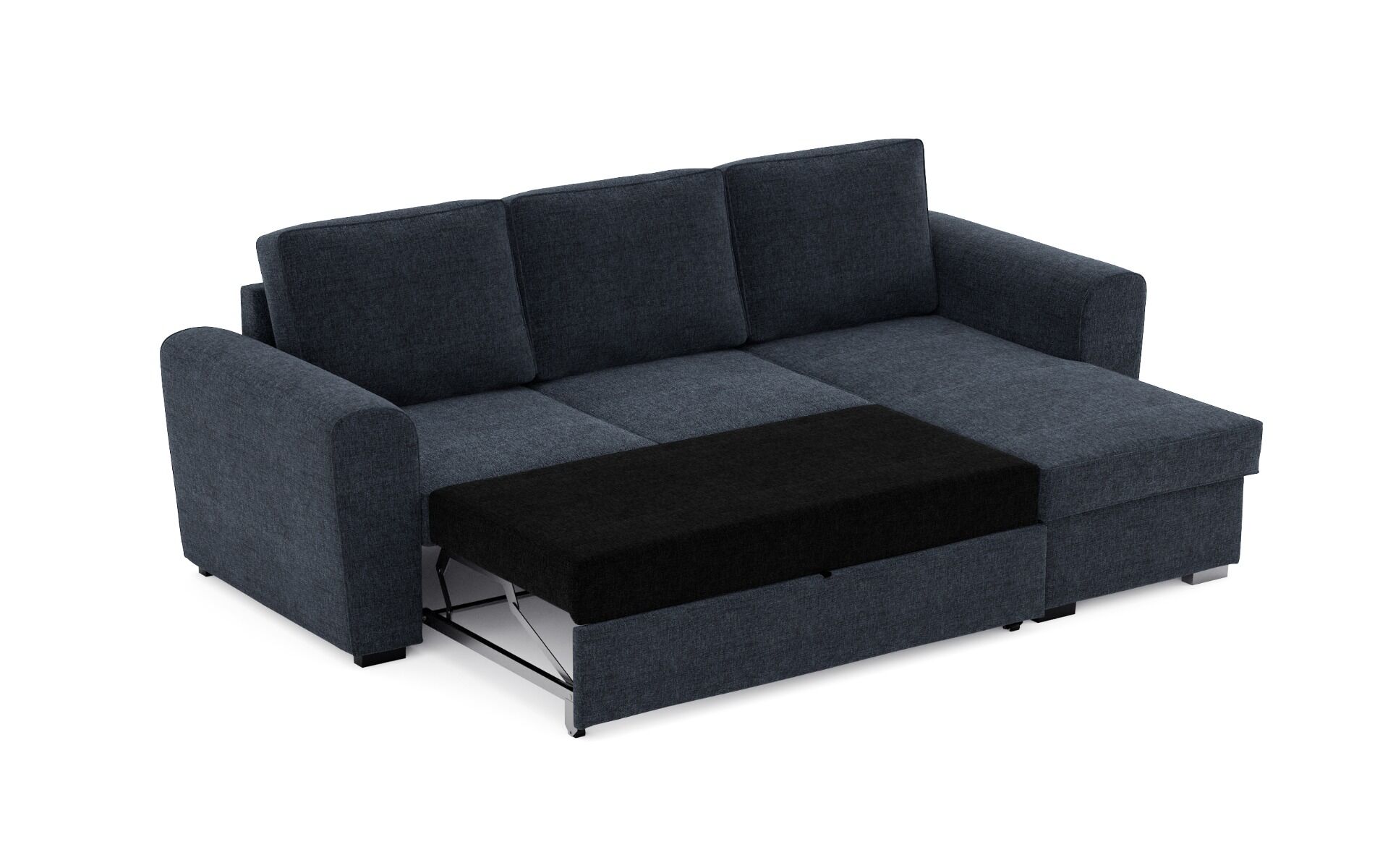 Canapé d'angle NEW LARRAU Avec Fonction Lit + Coffre - Bleu Foncé | Kitea Maroc