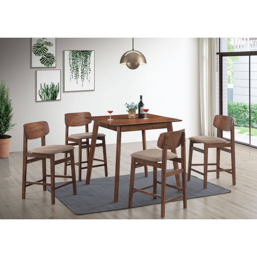 Set PENN Table Haute + 4 Tabourets - Marron | Kitea Maroc