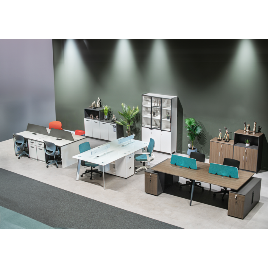 Bureau Workstation Respect 4 Places - Marron / Gris | Kitea Maroc