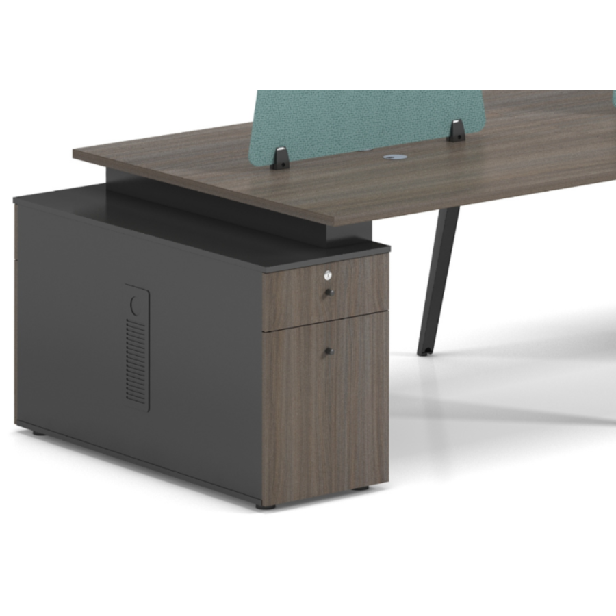 Bureau Workstation Respect 4 Places - Marron / Gris | Kitea Maroc