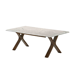 Table Basse MARCELLA - Blanc / Marron | Kitea Maroc