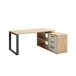 BUREAU DISEGNO ART AVEC CREDENCE Et 3 TIROIRS - Blanc crème / Beige ...