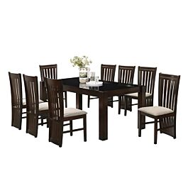 SET BARISTA TABLE + 8 CHAISES - Marron | Kitea Maroc