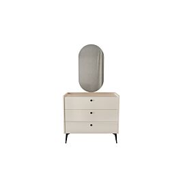COMMODE MAYA 3 TIROIRS Et MIROIR - Blanc / Chêne | Kitea Maroc